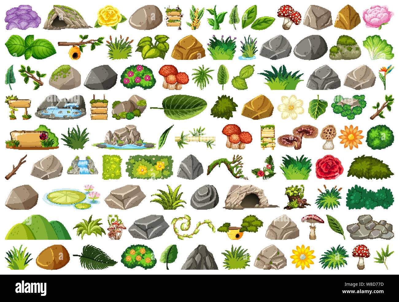 Set of isolated objects theme - nature illustration Stock Vector Image ...