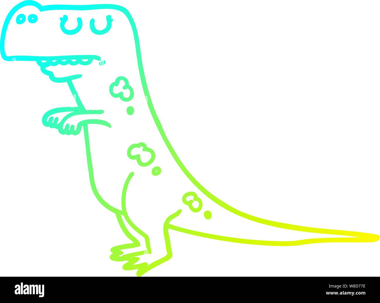 cold gradient line drawing of a cartoon dinosaur Stock Vector Image ...