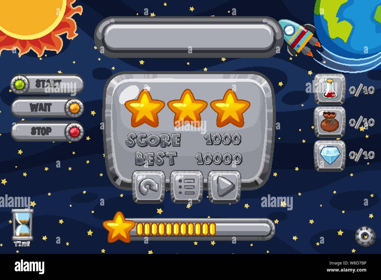 Game background template with earth and sun illustration Stock Vector ...