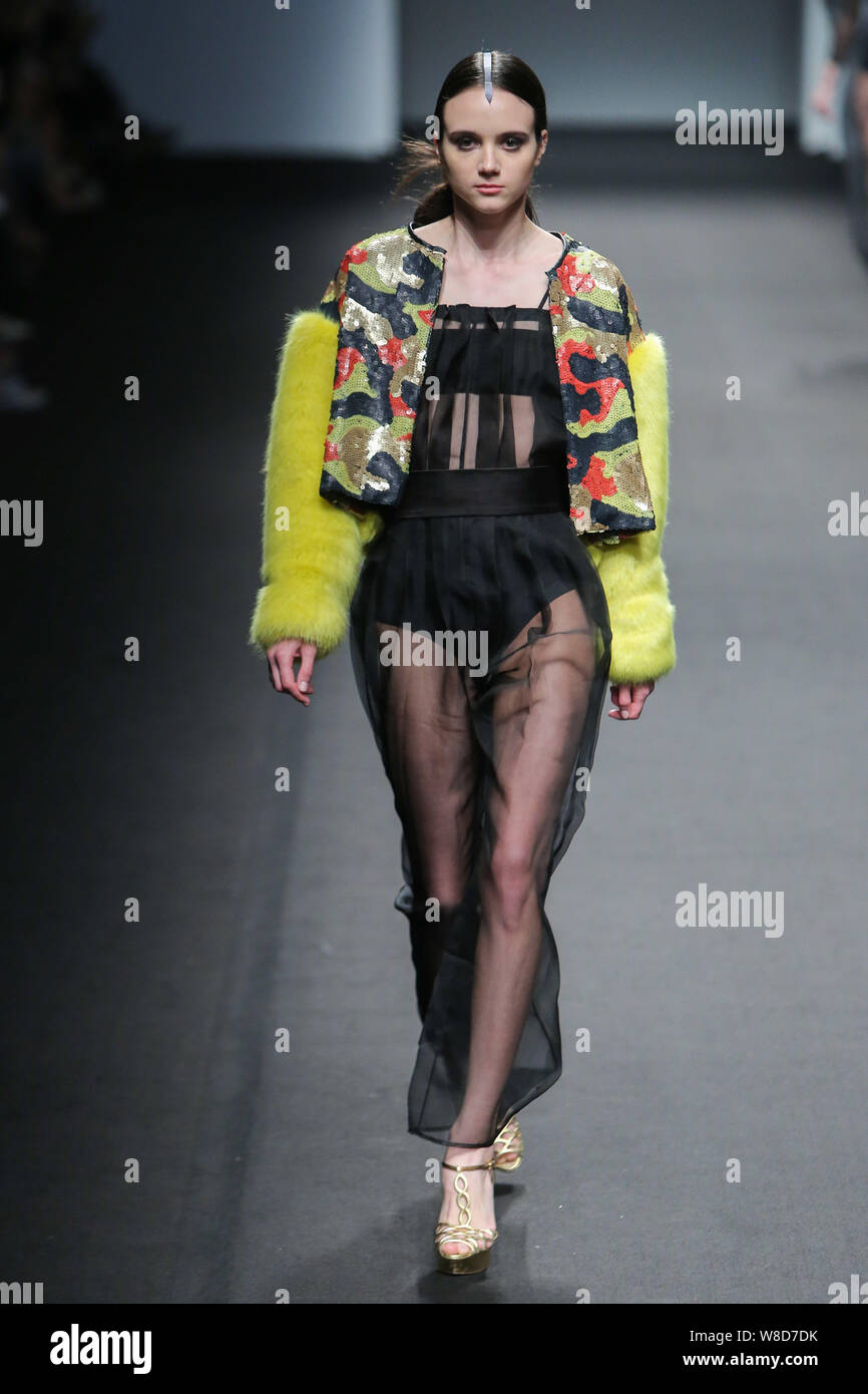 A model displays a new creation by Istituto Marangoni Shanghai Fashion ...