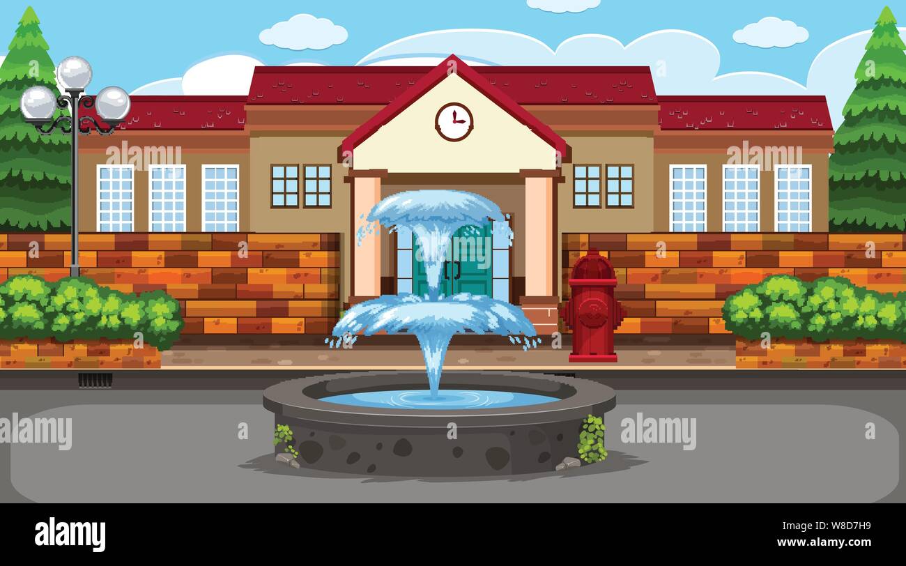 An outdoor scene with school illustration Stock Vector Image & Art - Alamy
