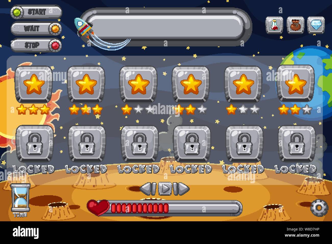 Game template with space in background illustration Stock Vector Image ...