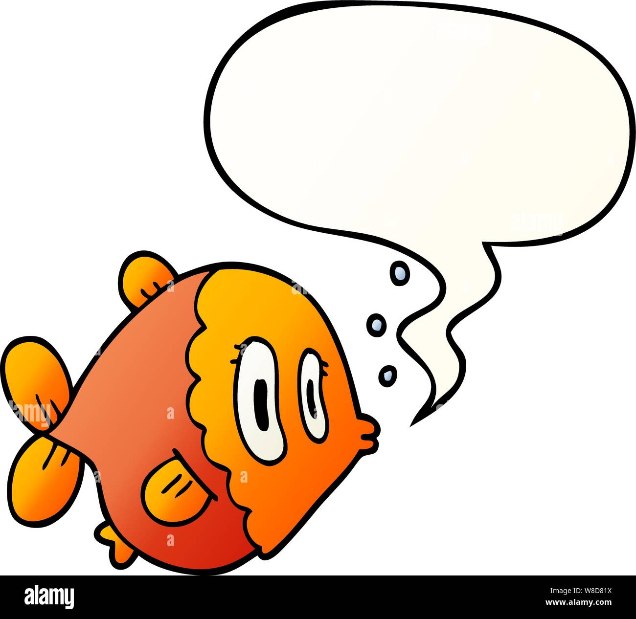 cartoon fish with speech bubble in smooth gradient style Stock Vector ...