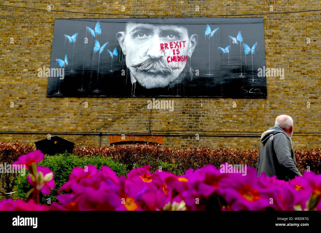A painting in Rochester, Kent, celebrating local artist Billy Childish ...