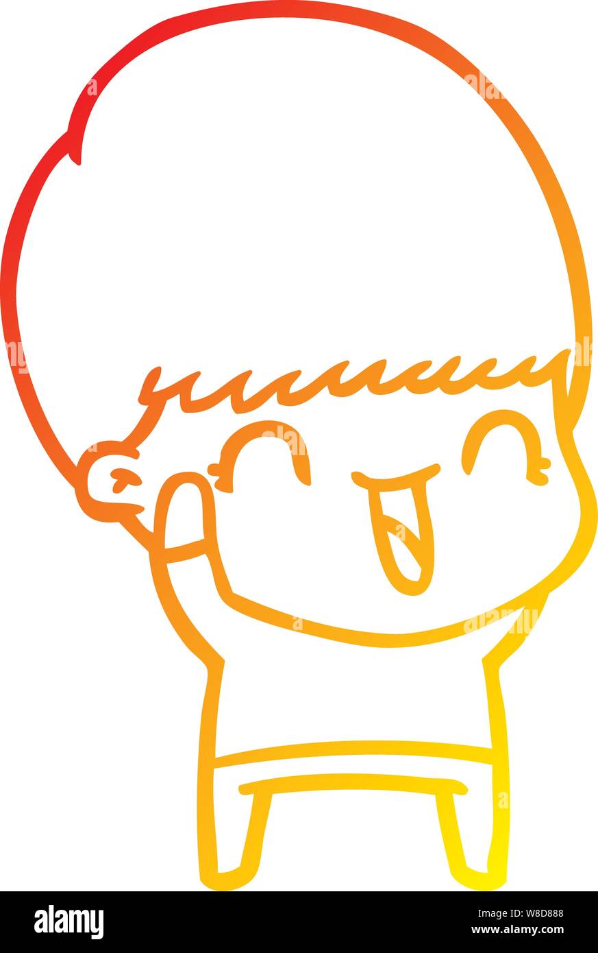 warm gradient line drawing of a happy cartoon boy Stock Vector Image ...