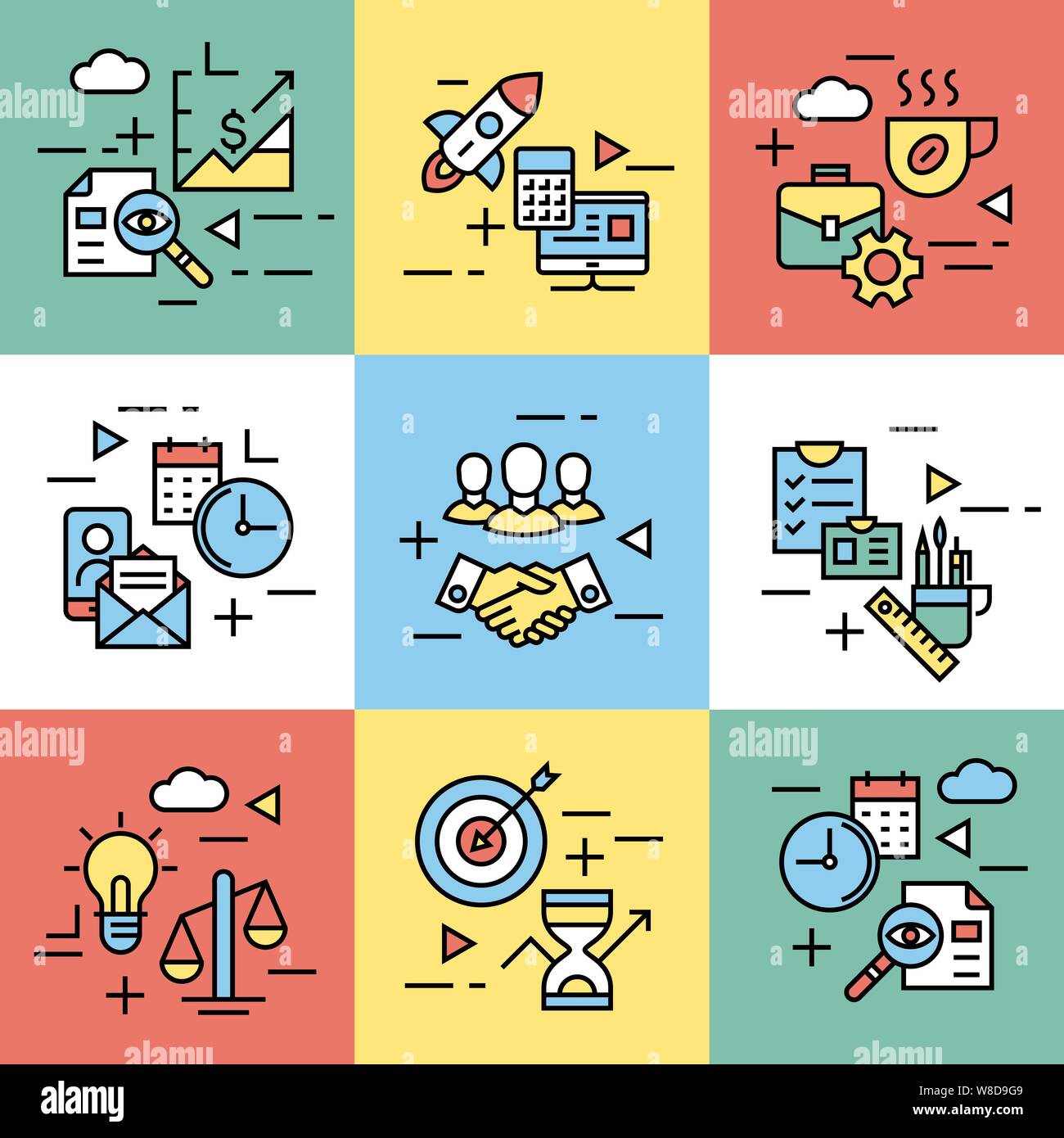 Team work, start up, business vector background vector icons ...