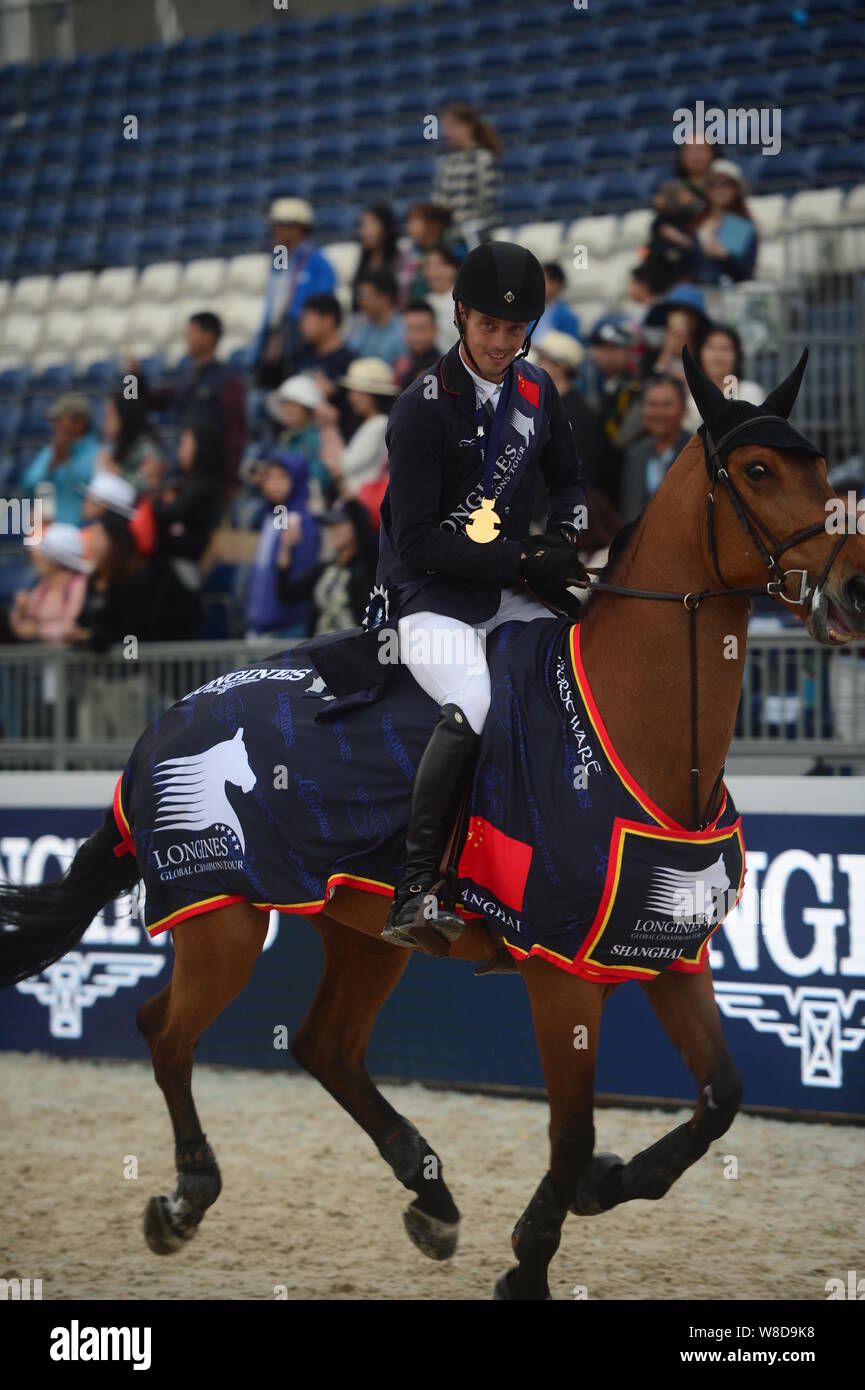 Dutchman equestrian rider Harrie Smolders rides on his horse after ...