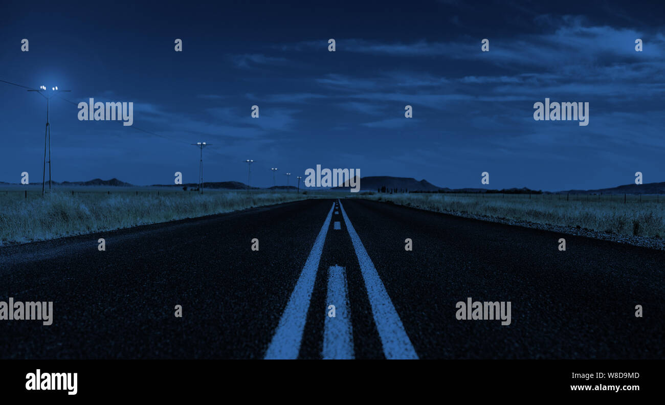 View of an empty country highway road in South African Farmland region ...
