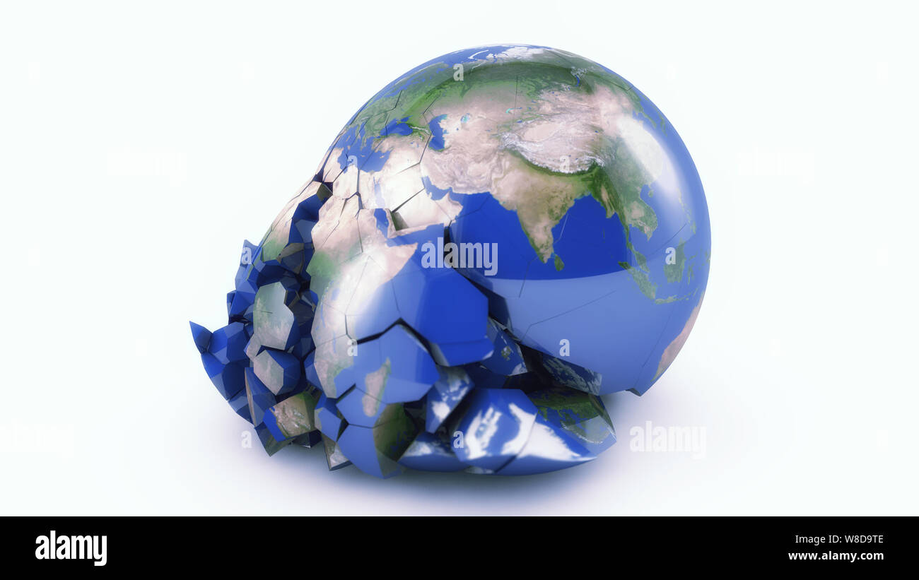 3D fracture earth and white background Stock Photo - Alamy