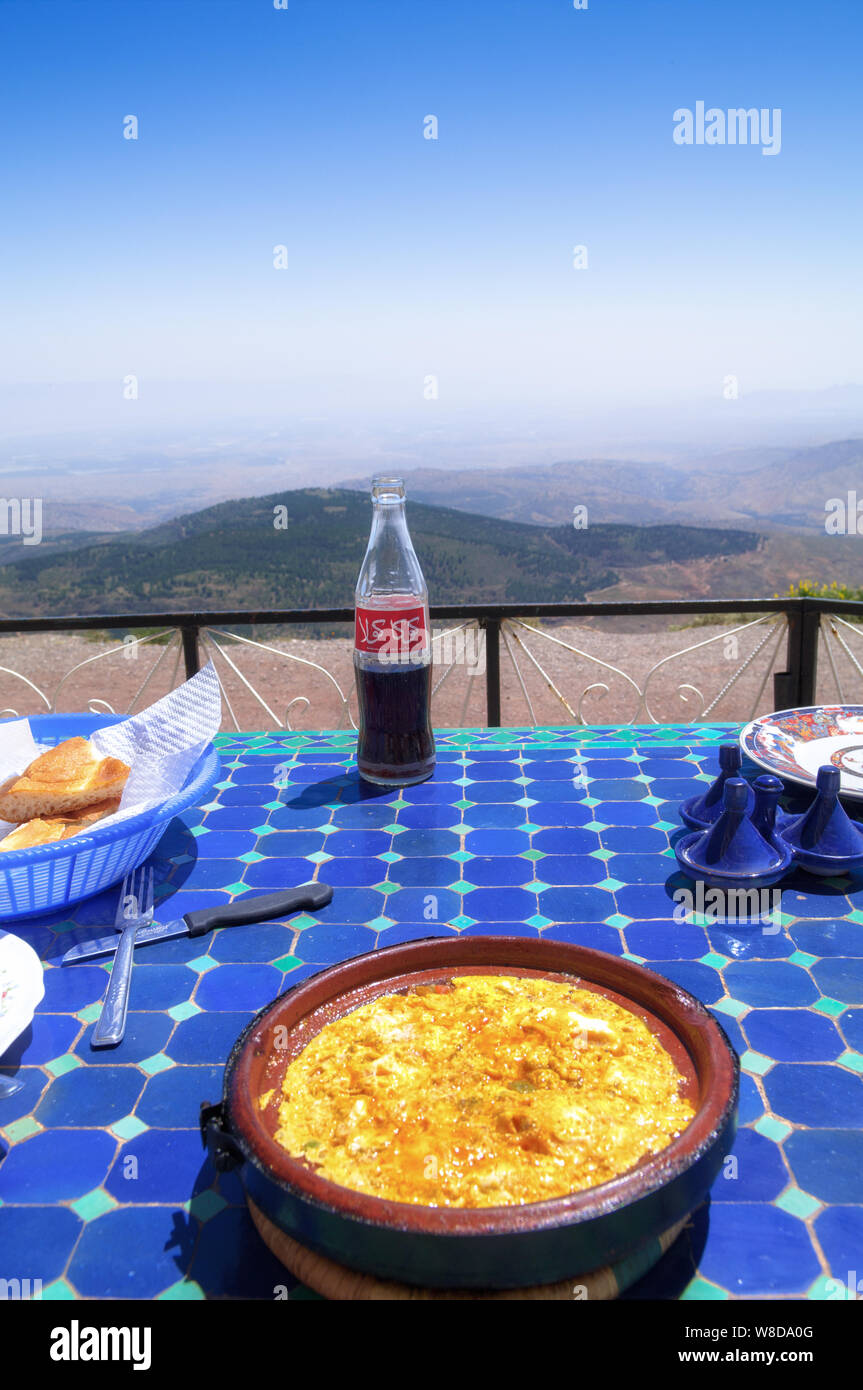 View of the breakfast table in the alpine cafe Stock Photo - Alamy