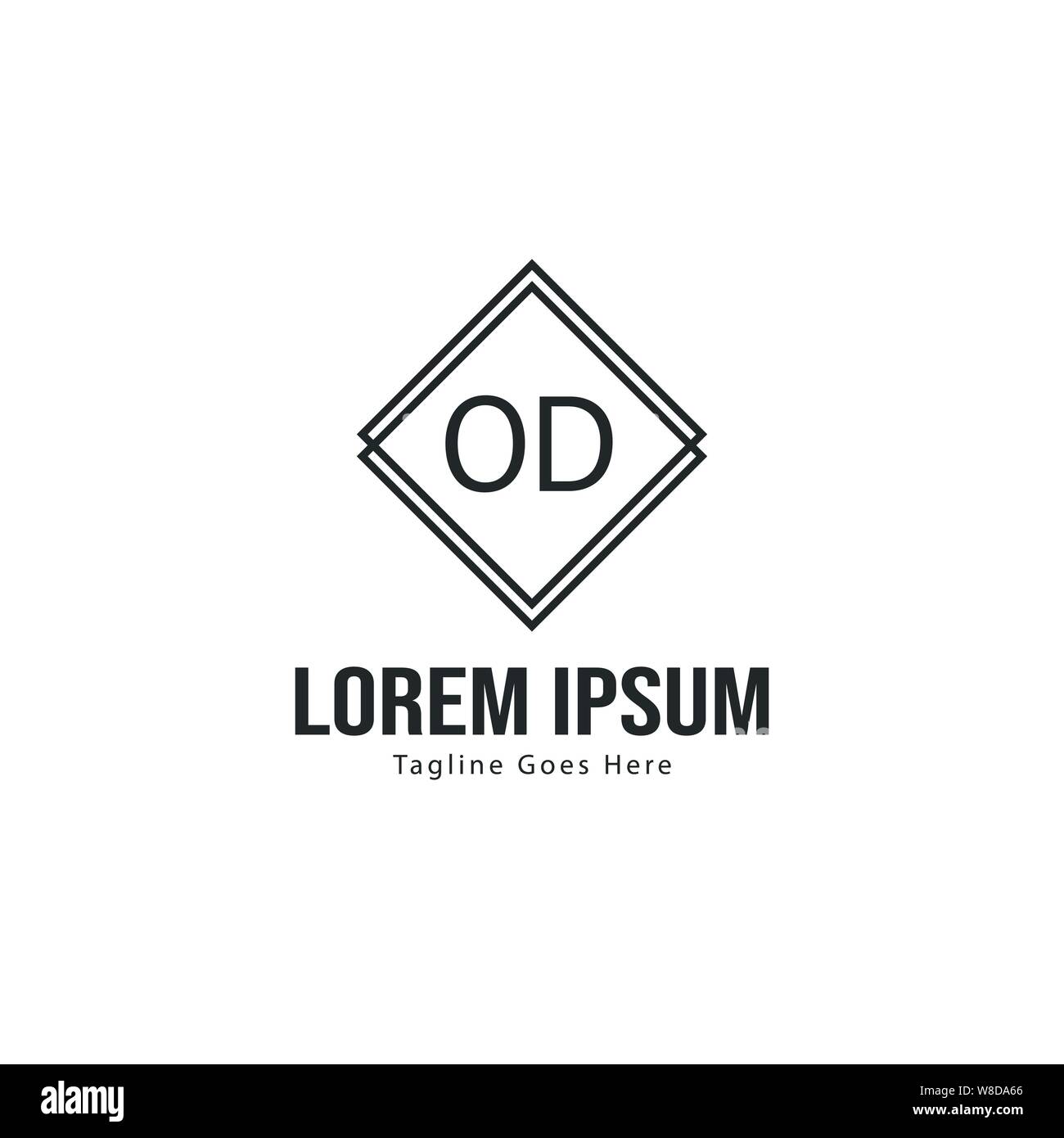 Initial OD logo template with modern frame. Minimalist OD letter logo ...