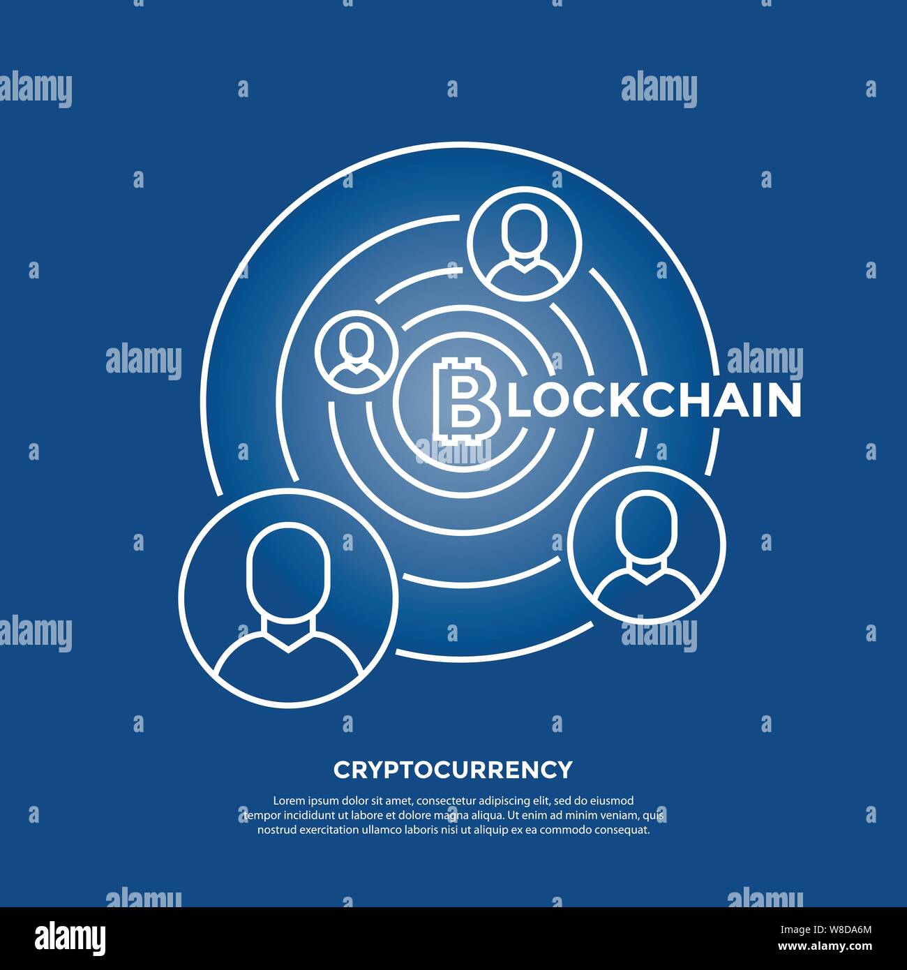Bitcoin crypto currency blockchain thin line color background icons isolated vector illustration ...