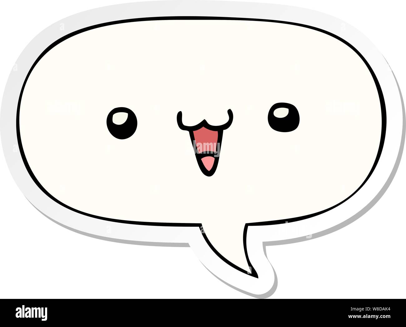 cute happy face cartoon with speech bubble sticker Stock Vector Image ...