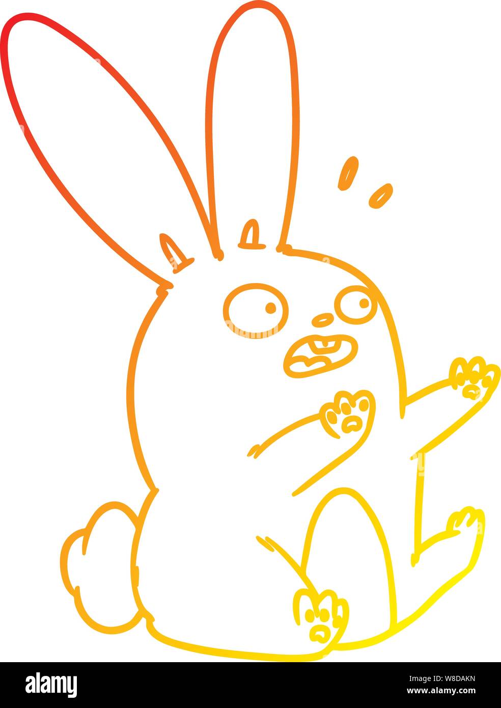 warm gradient line drawing of a cartoon startled rabbit Stock Vector ...