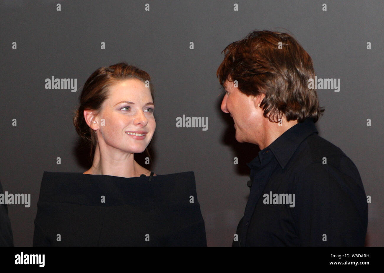 Swedish actress Rebecca Ferguson, left, and American actor Tom Cruise ...