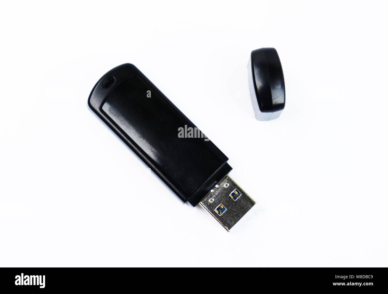 Black Pendrive on White Background. Portable Flash Drive Pen Drive ...