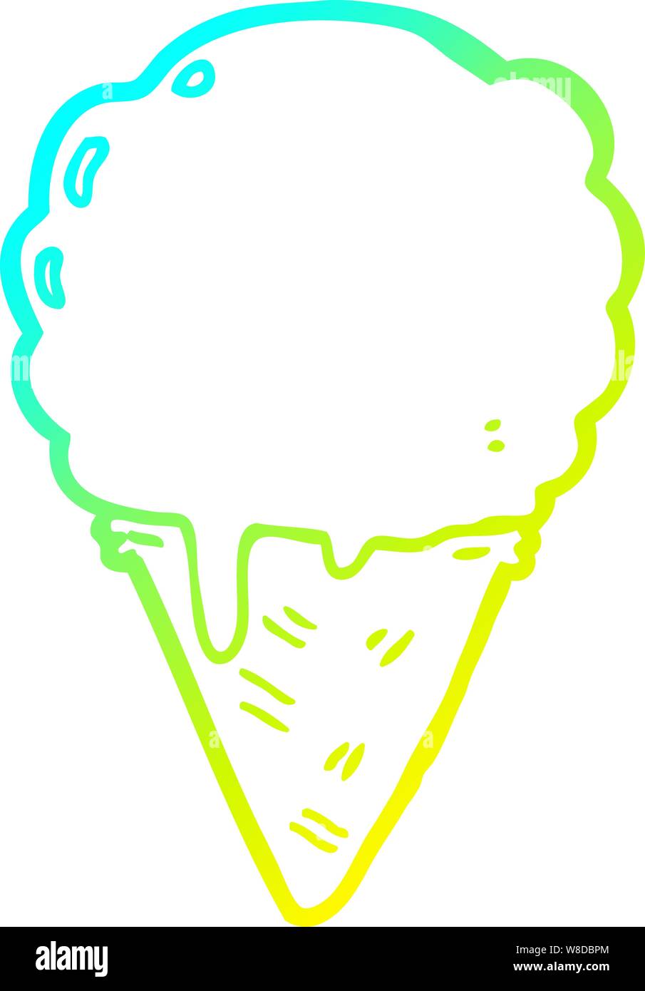 cold gradient line drawing of a cartoon ice cream Stock Vector Image ...
