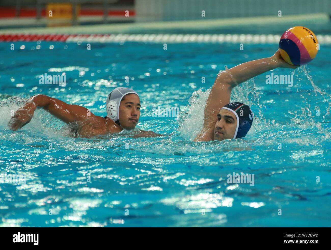 A player of Japan men's national water polo team competes against a ...