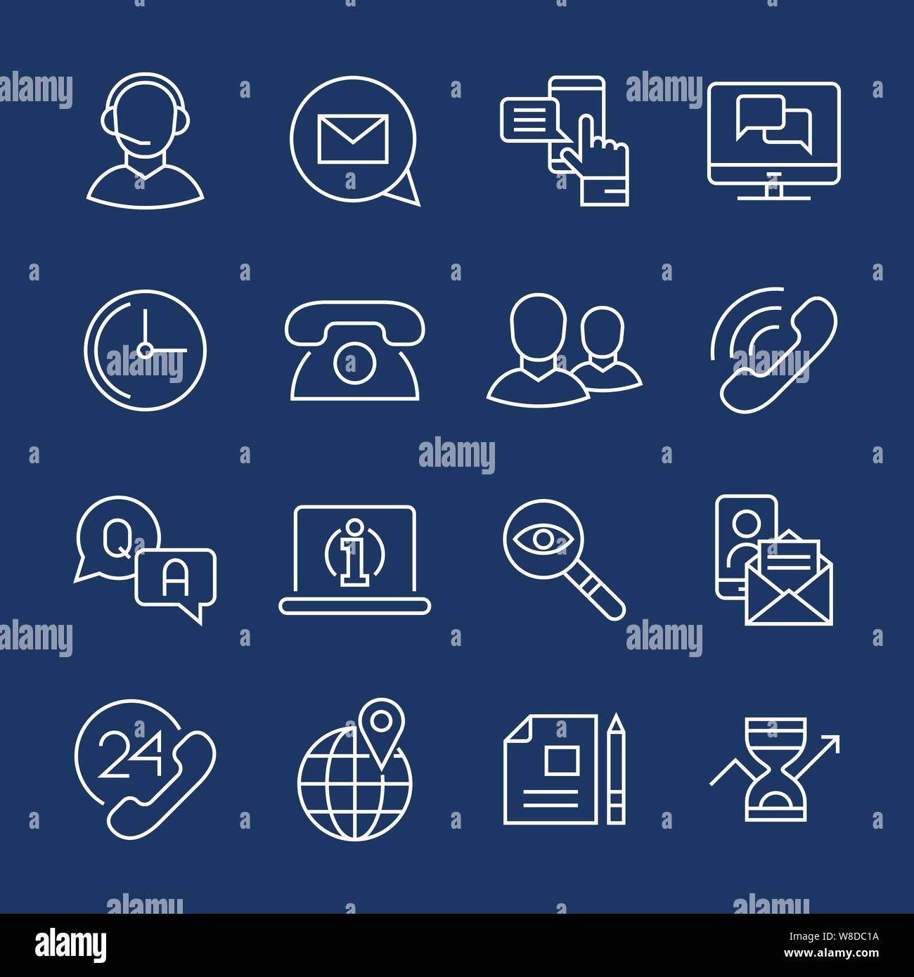 customer service, call centre line flat art vector background ...