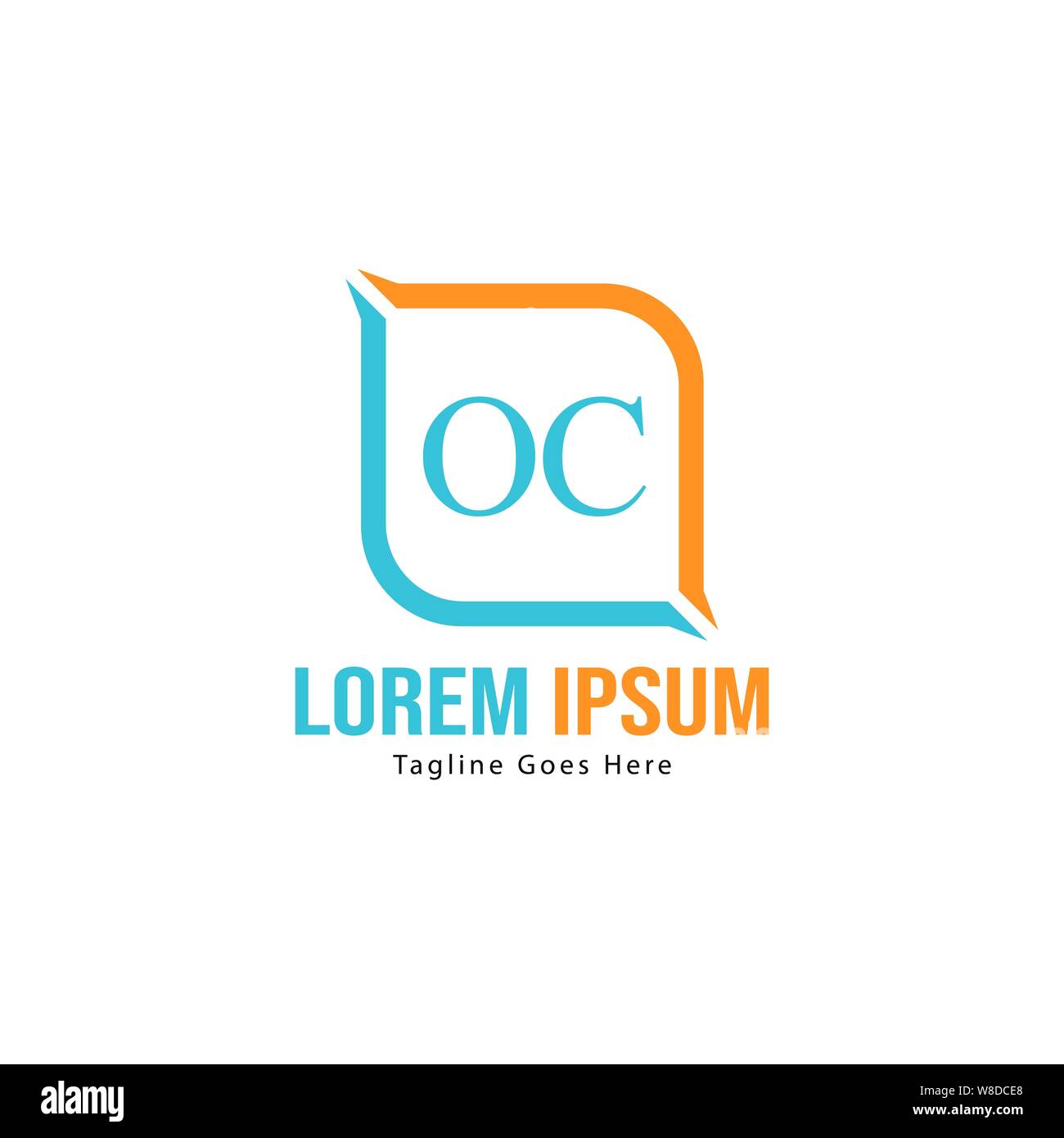 Initial OC logo template with modern frame. Minimalist OC letter logo ...