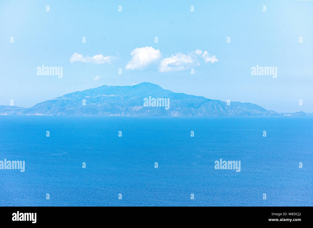 Italy, Capri, view of the splendid blue sea from the top of the island ...