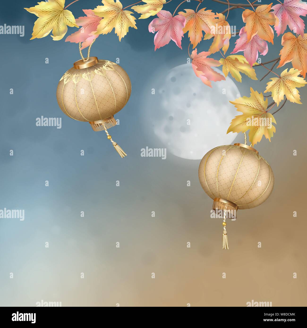 Mid autumn festival lanterns moon Stock Vector Images - Alamy