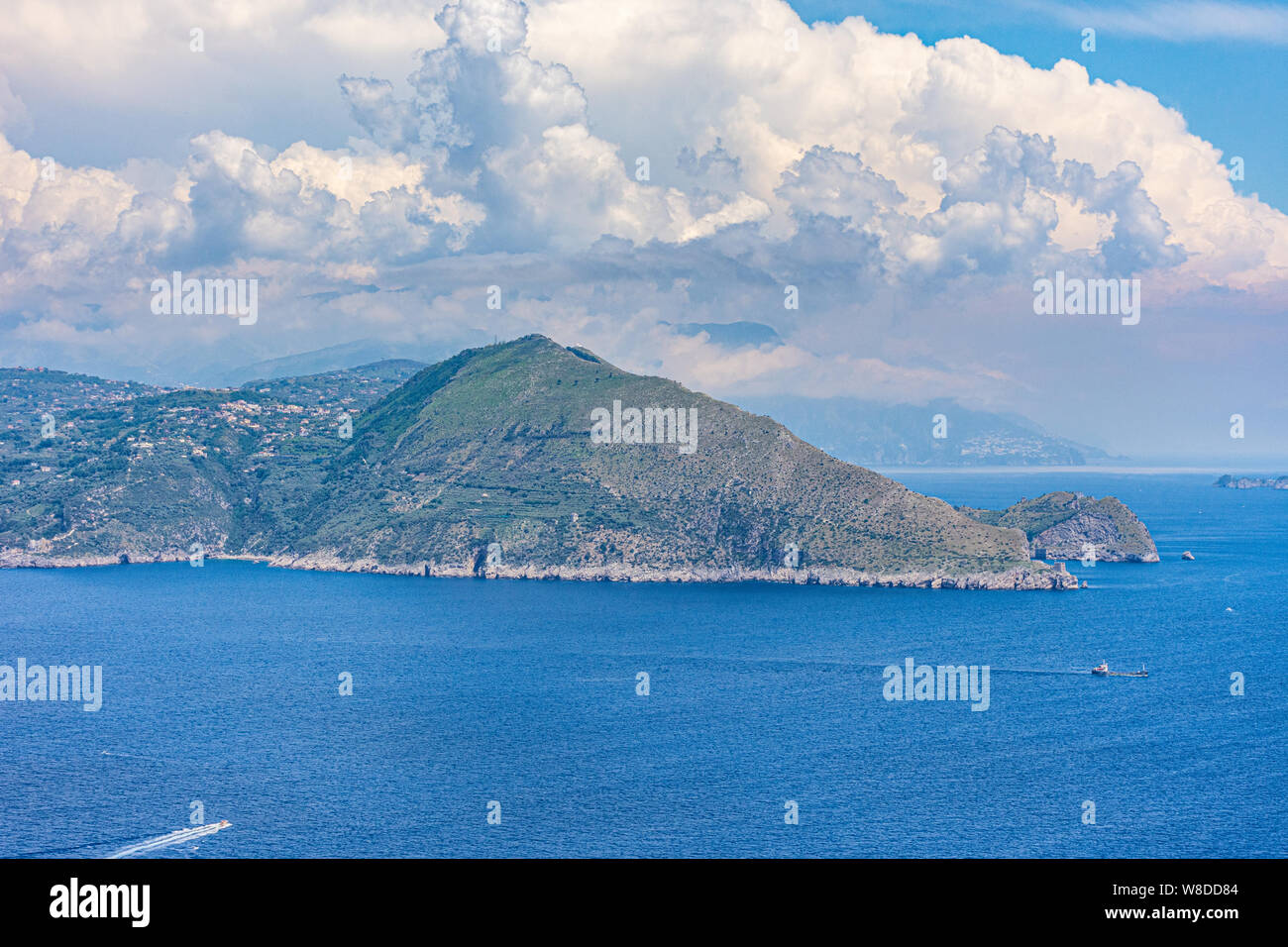 Italy, Capri, view of the splendid blue sea from the top of the island ...
