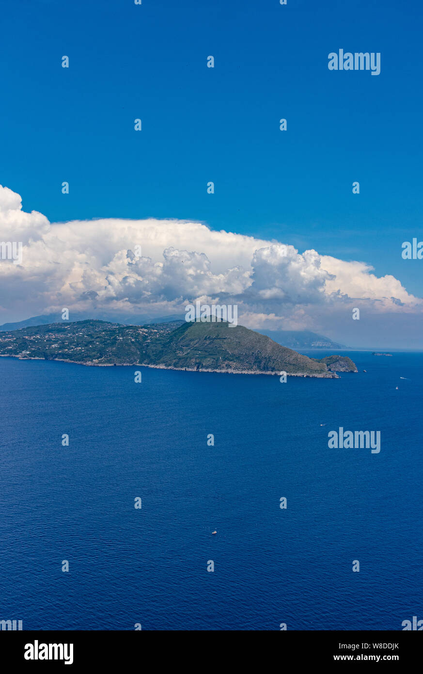 Italy, Capri, view of the splendid blue sea from the top of the island ...