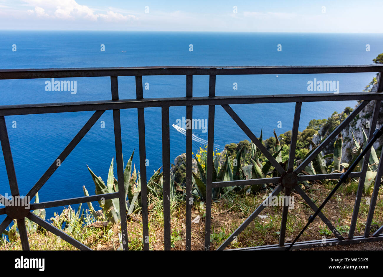 Italy, Capri, view of the splendid blue sea from the top of the island ...