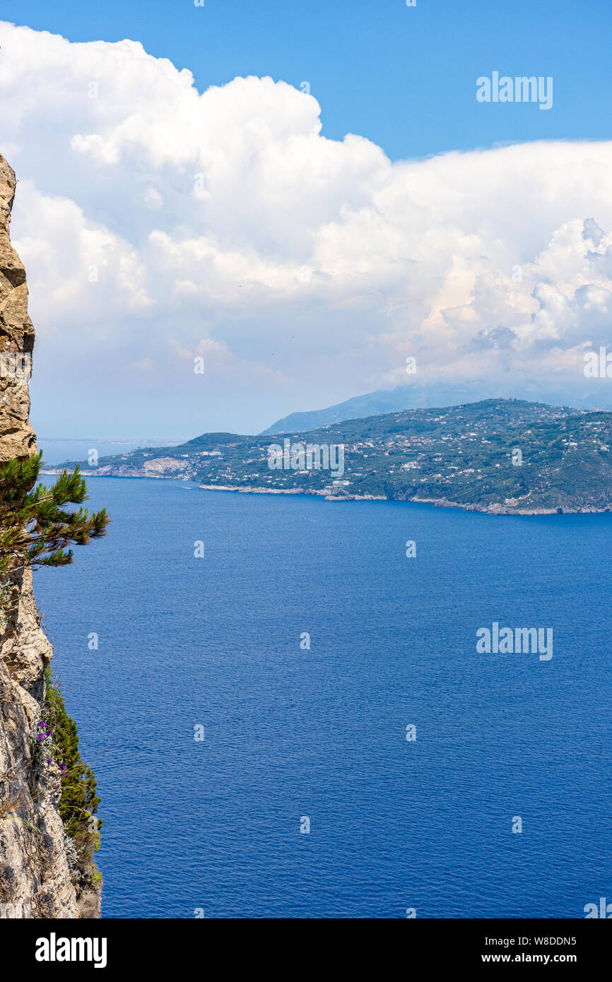 Italy, Capri, view of the splendid blue sea from the top of the island ...