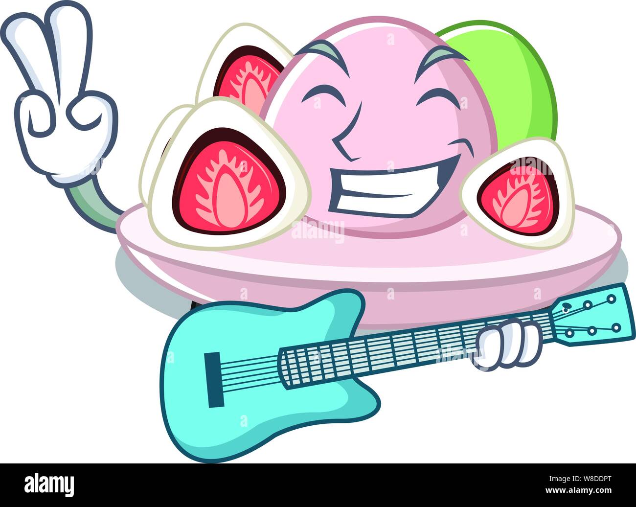 With guitar ichigo daifuku isolated in the cartoon Stock Vector Image ...