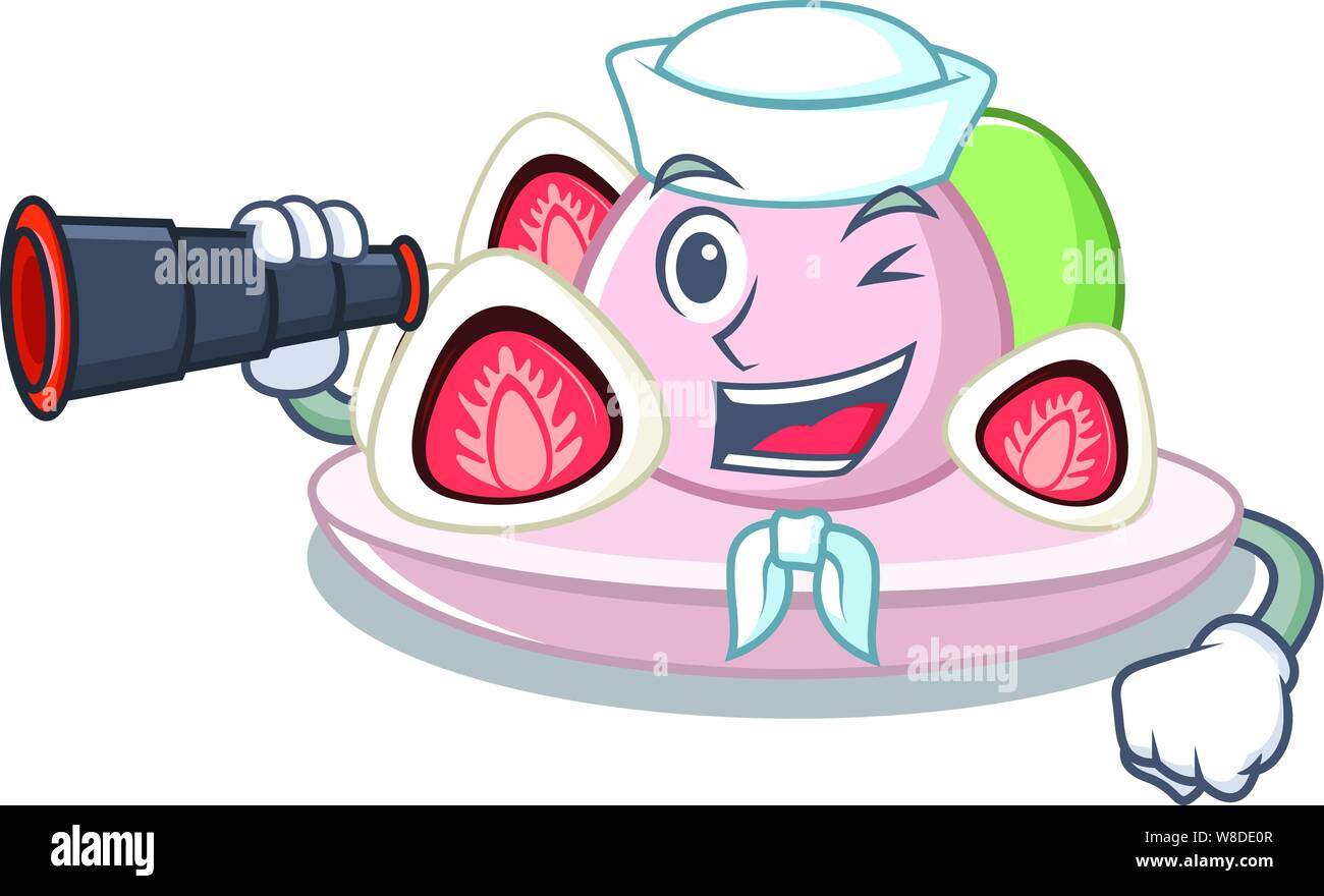 Sailor with binocular ichigo daifuku isolated in the cartoon Stock ...