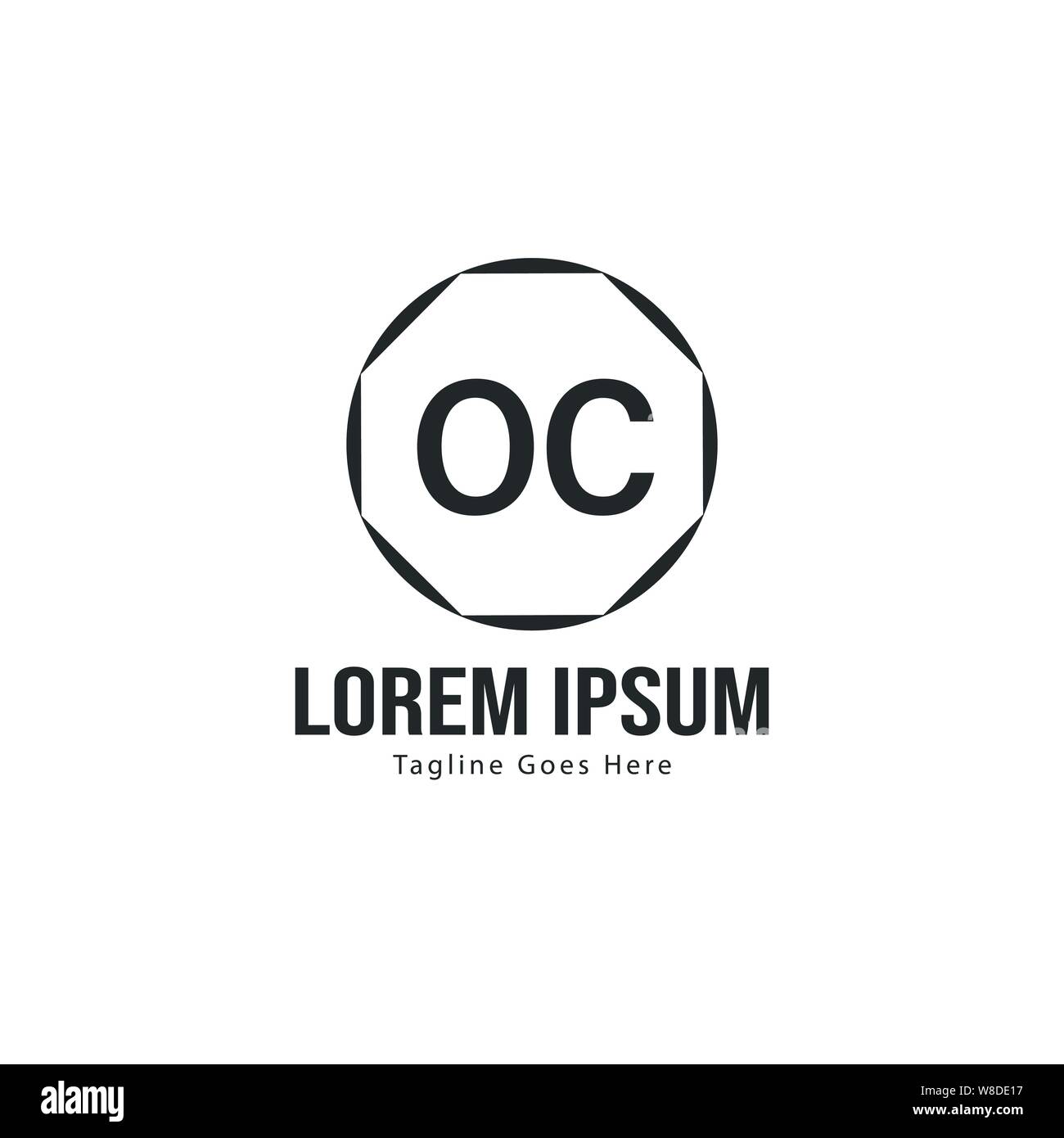Initial OC logo template with modern frame. Minimalist OC letter logo ...