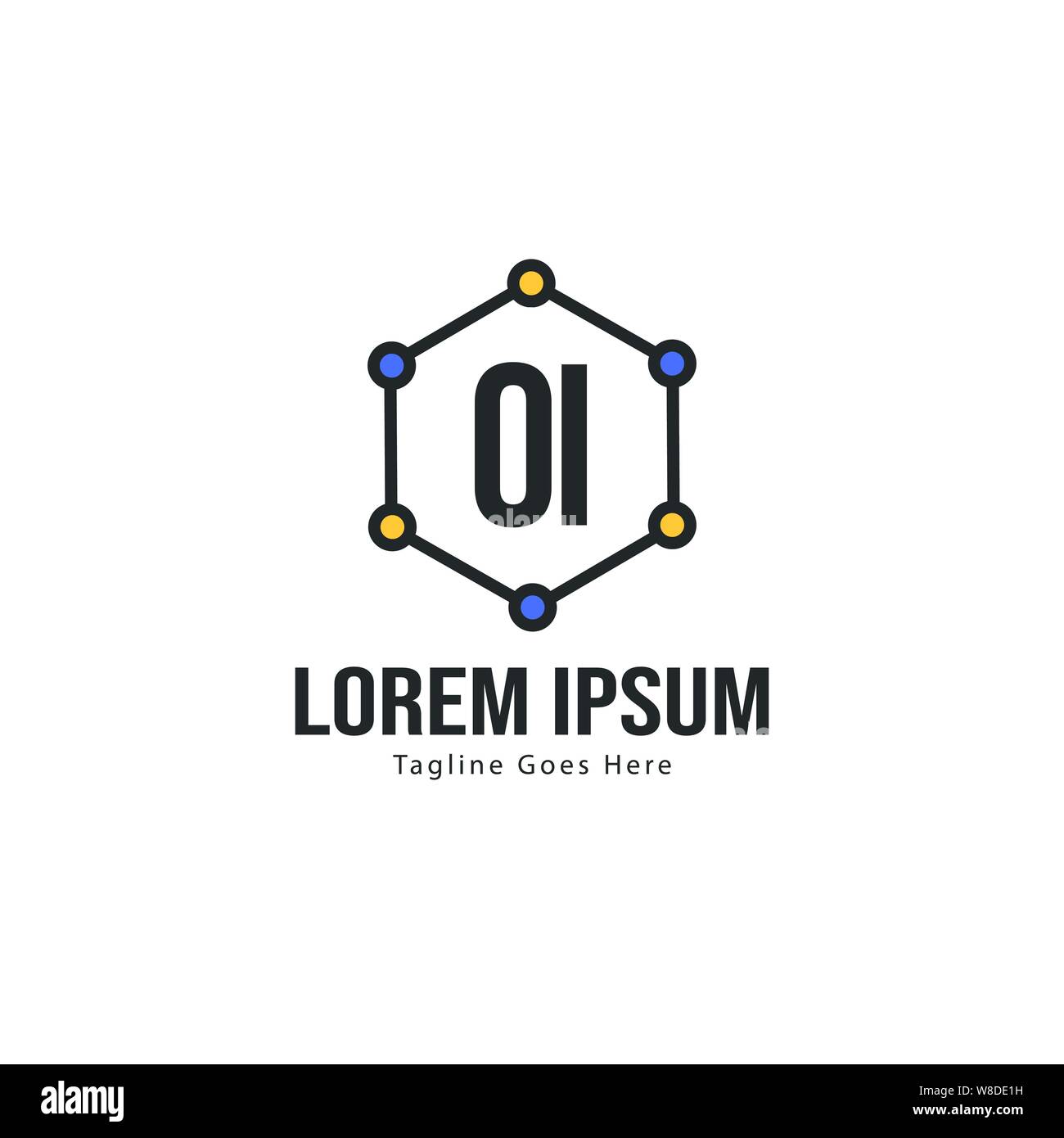 Initial OI logo template with modern frame. Minimalist OI letter logo ...