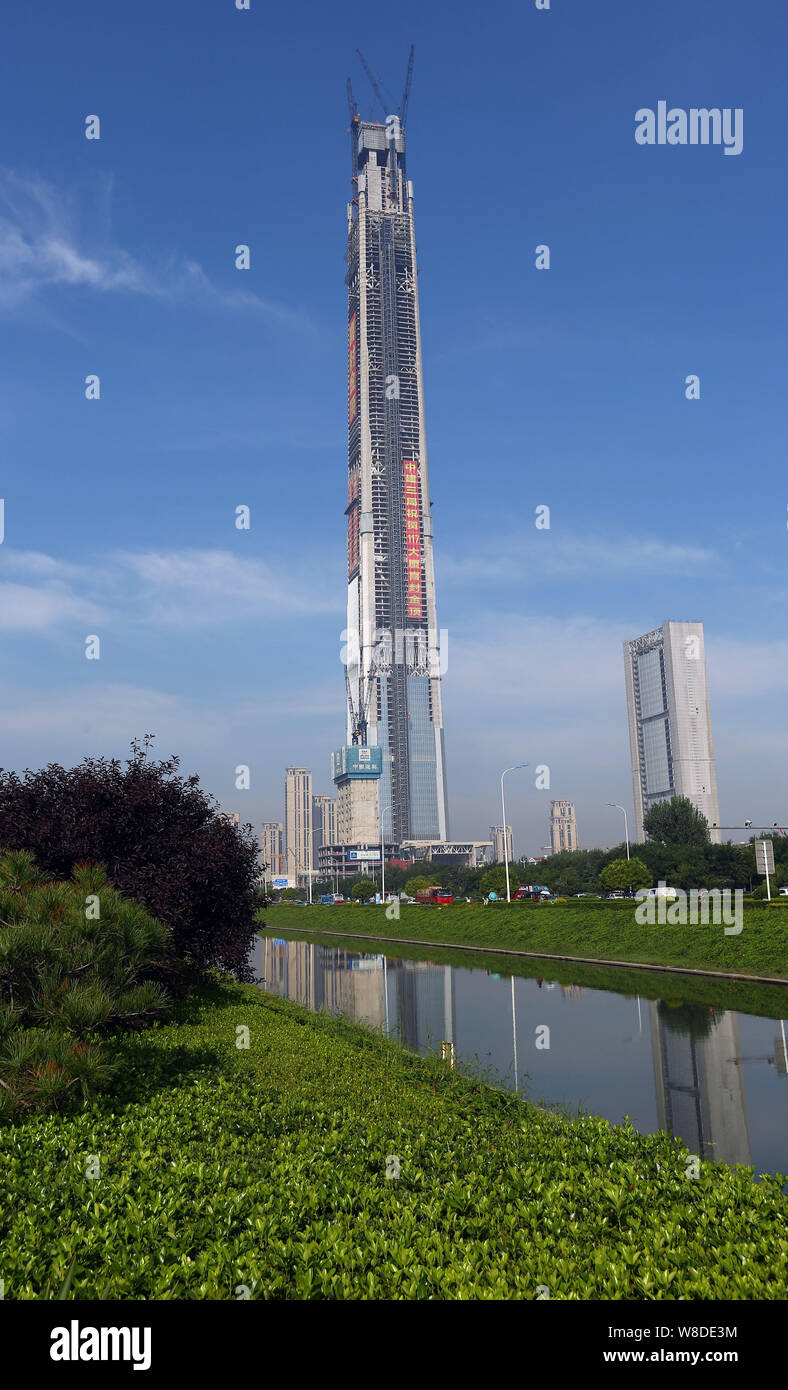 The 117-story Tianjin 117 Tower is under construction in Tianjin, China ...