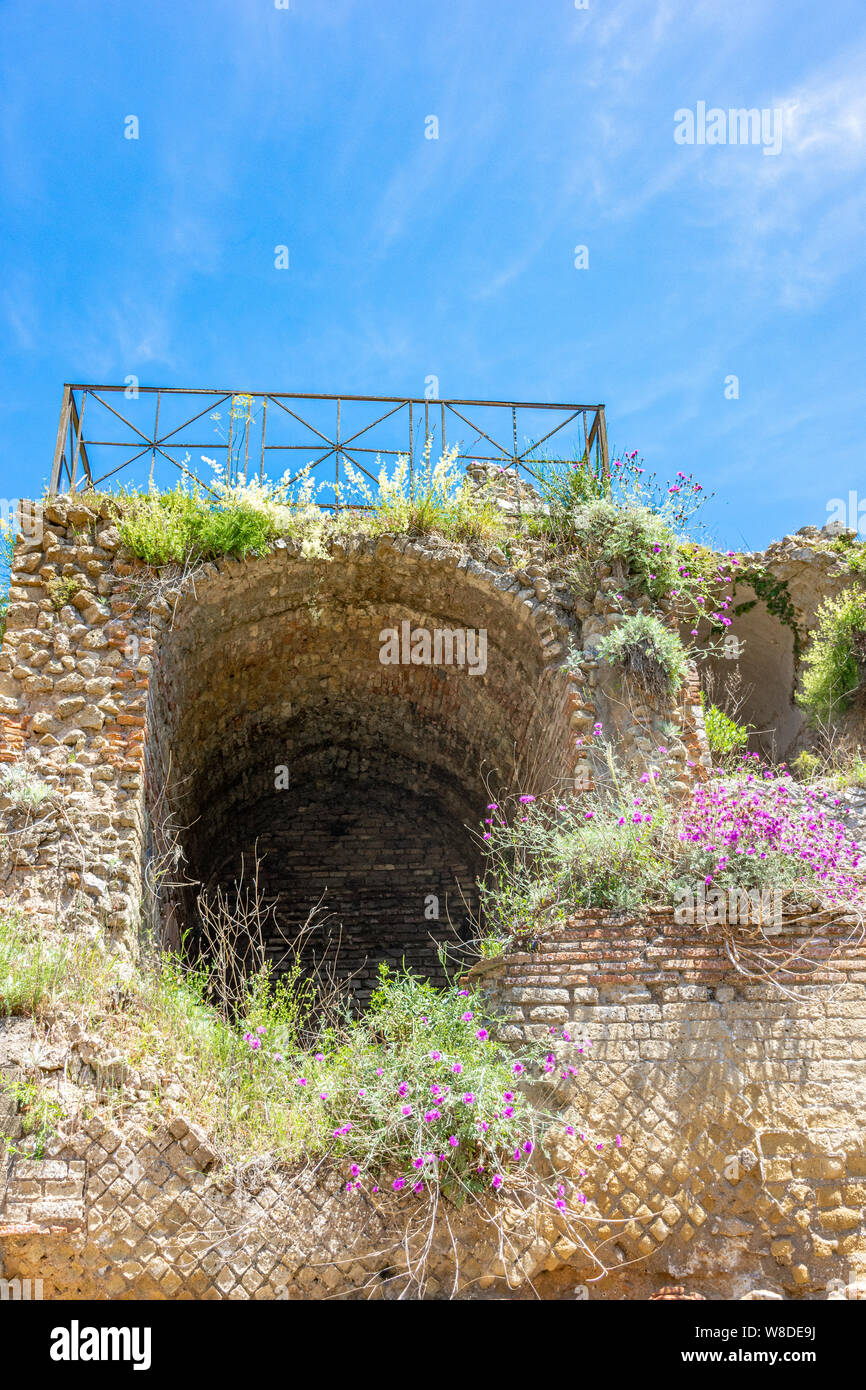 Italy, Capri, view and details of the archaeological remains of the ...