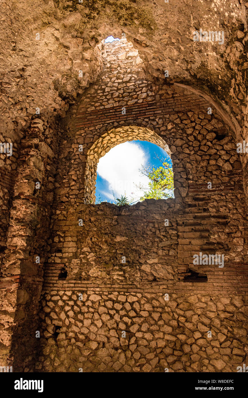 Italy, Capri, view and details of the archaeological remains of the ...