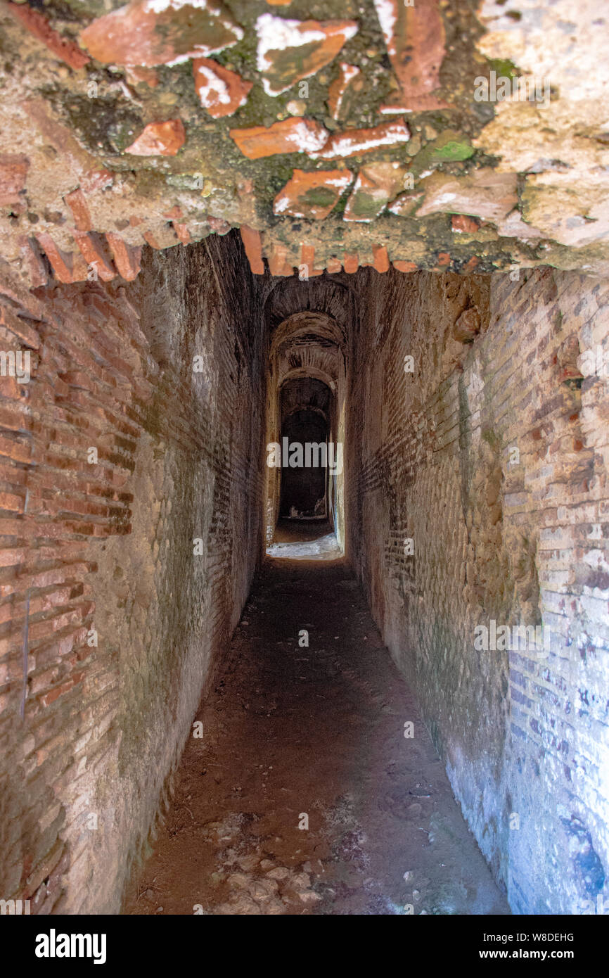 Italy, Capri, view and details of the archaeological remains of the ...