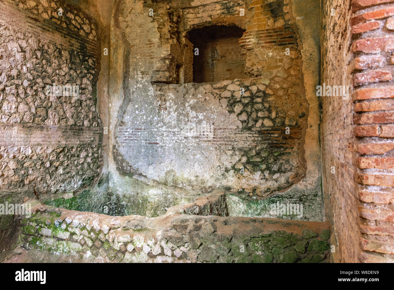 Italy, Capri, view and details of the archaeological remains of the ...
