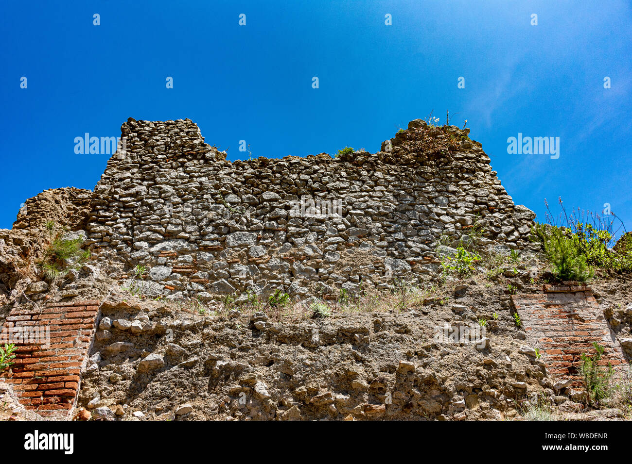 Italy, Capri, view and details of the archaeological remains of the ...