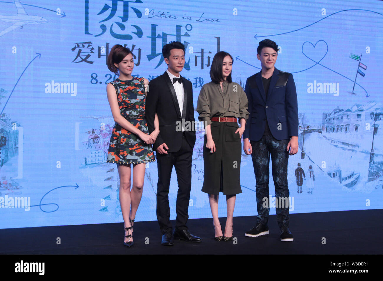 (From left) Taiwanese actress Sandrine Pinna, Chinese actor Huang Xuan ...