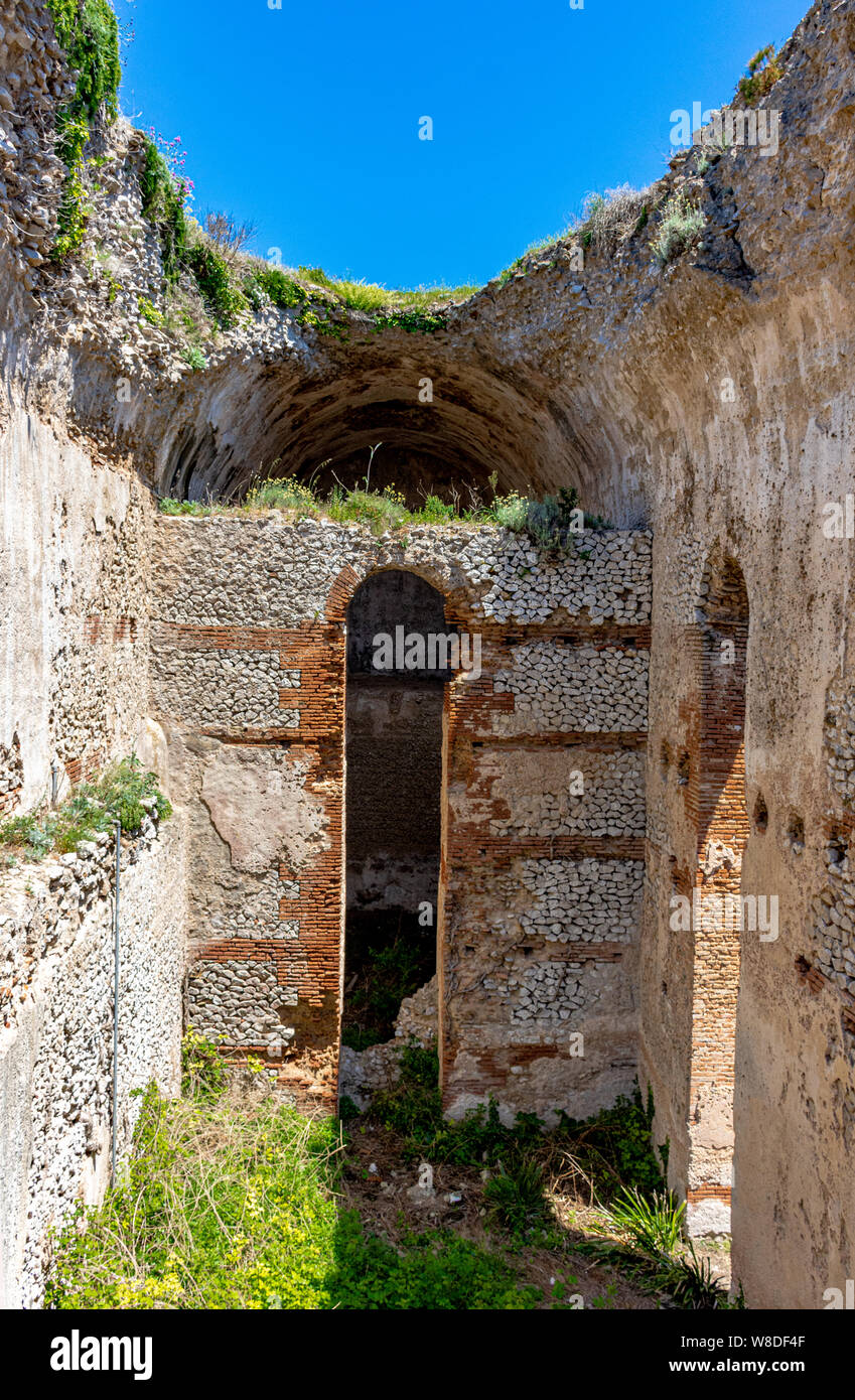 Italy, Capri, view and details of the archaeological remains of the ...