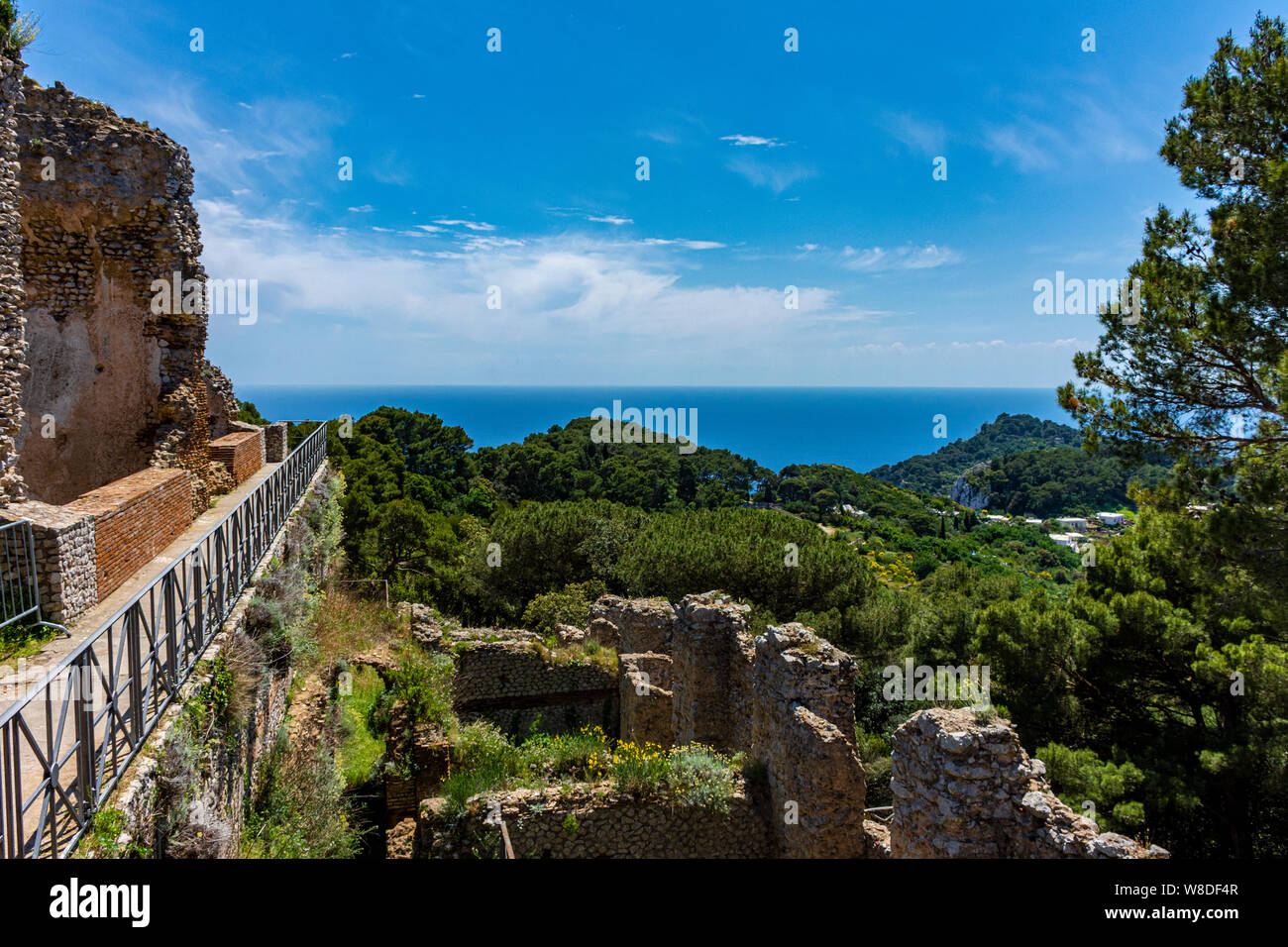 Italy, Capri, view and details of the archaeological remains of the ...