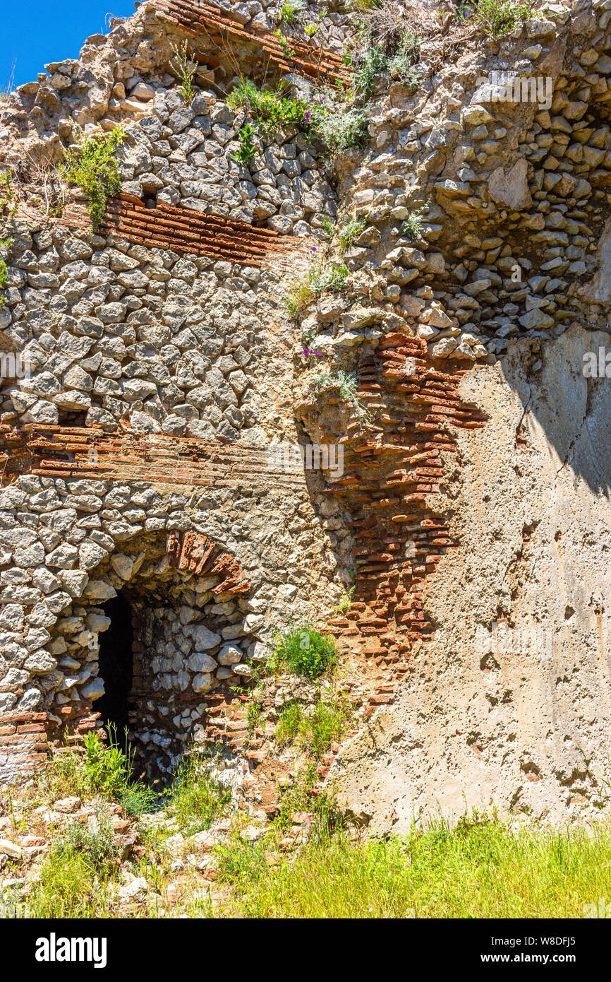 Italy, Capri, view and details of the archaeological remains of the ...