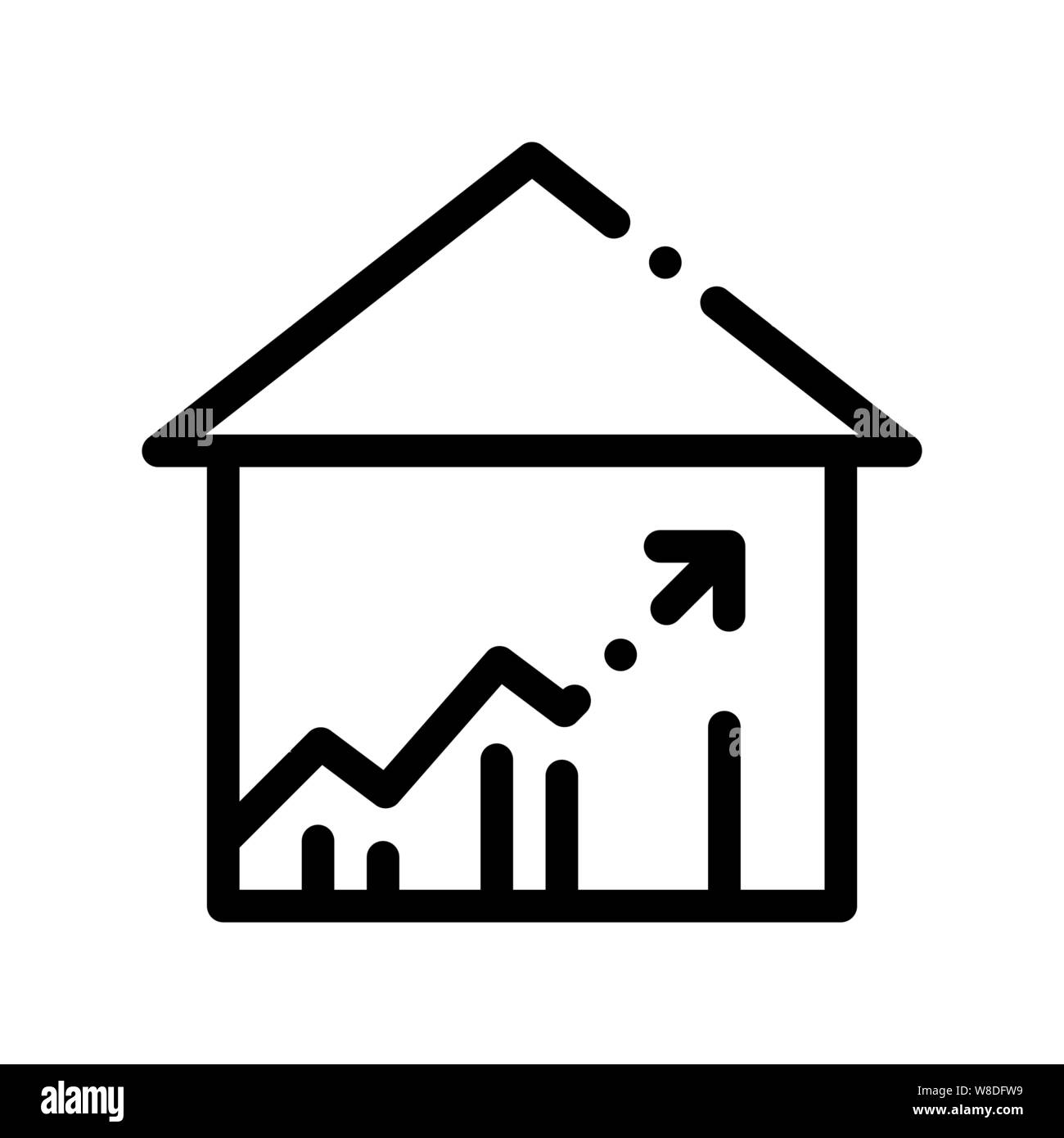 Building House And Arrow Vector Thin Line Icon Stock Vector Image & Art ...
