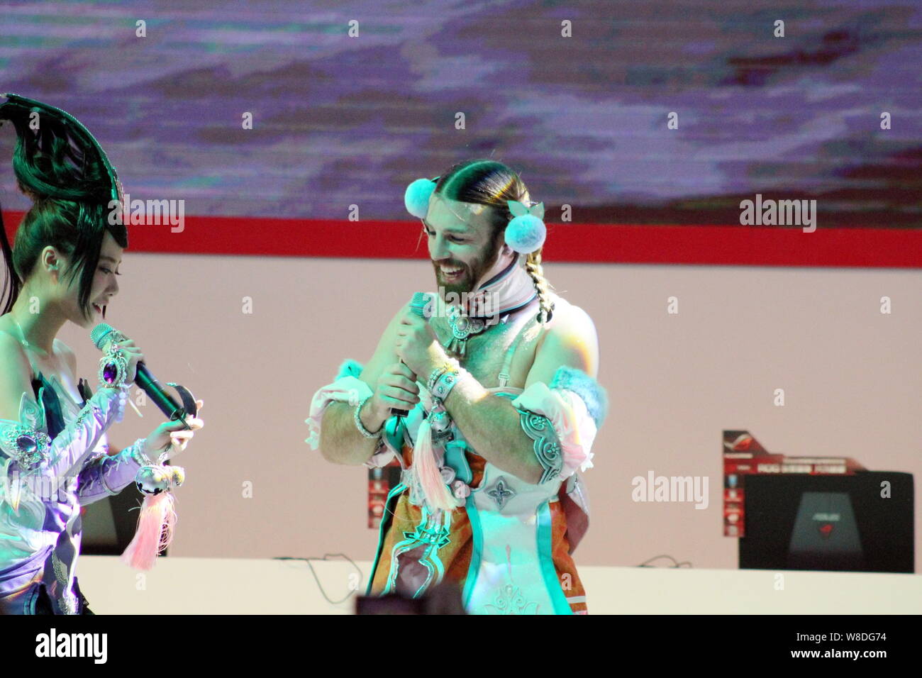 Australian cosplayer Richard Magarey, right, better known by his stage ...