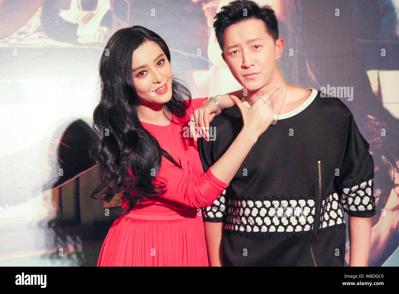 Chinese actress Fan Bingbing, left, and actor Han Geng pose during a ...