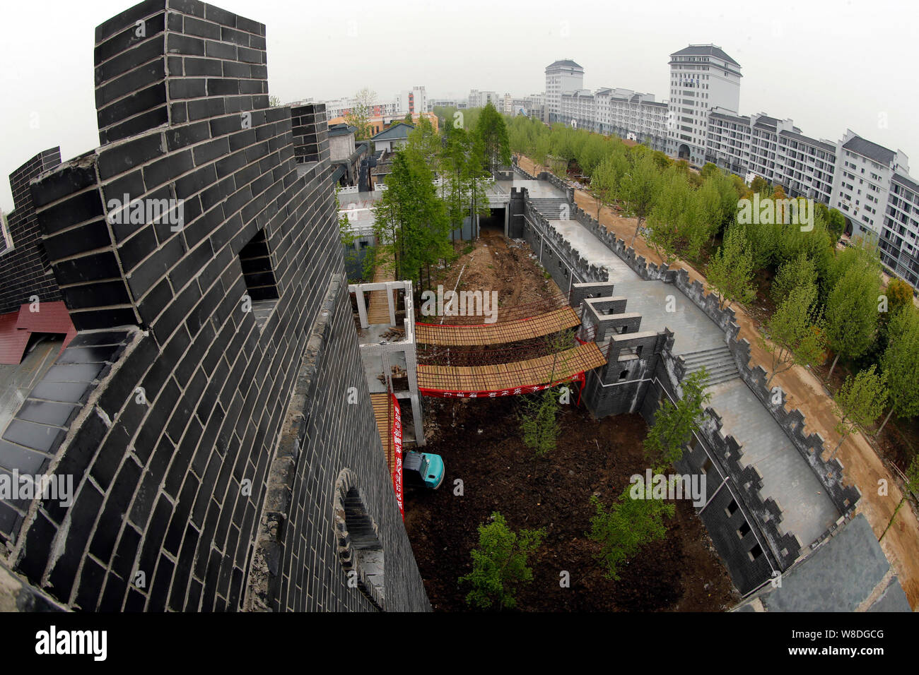 A Great Wall-shaped building complex is pictured on the campus of Wuhan ...