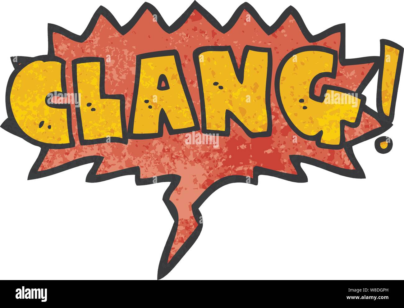 cartoon word clang with speech bubble in retro texture style Stock ...