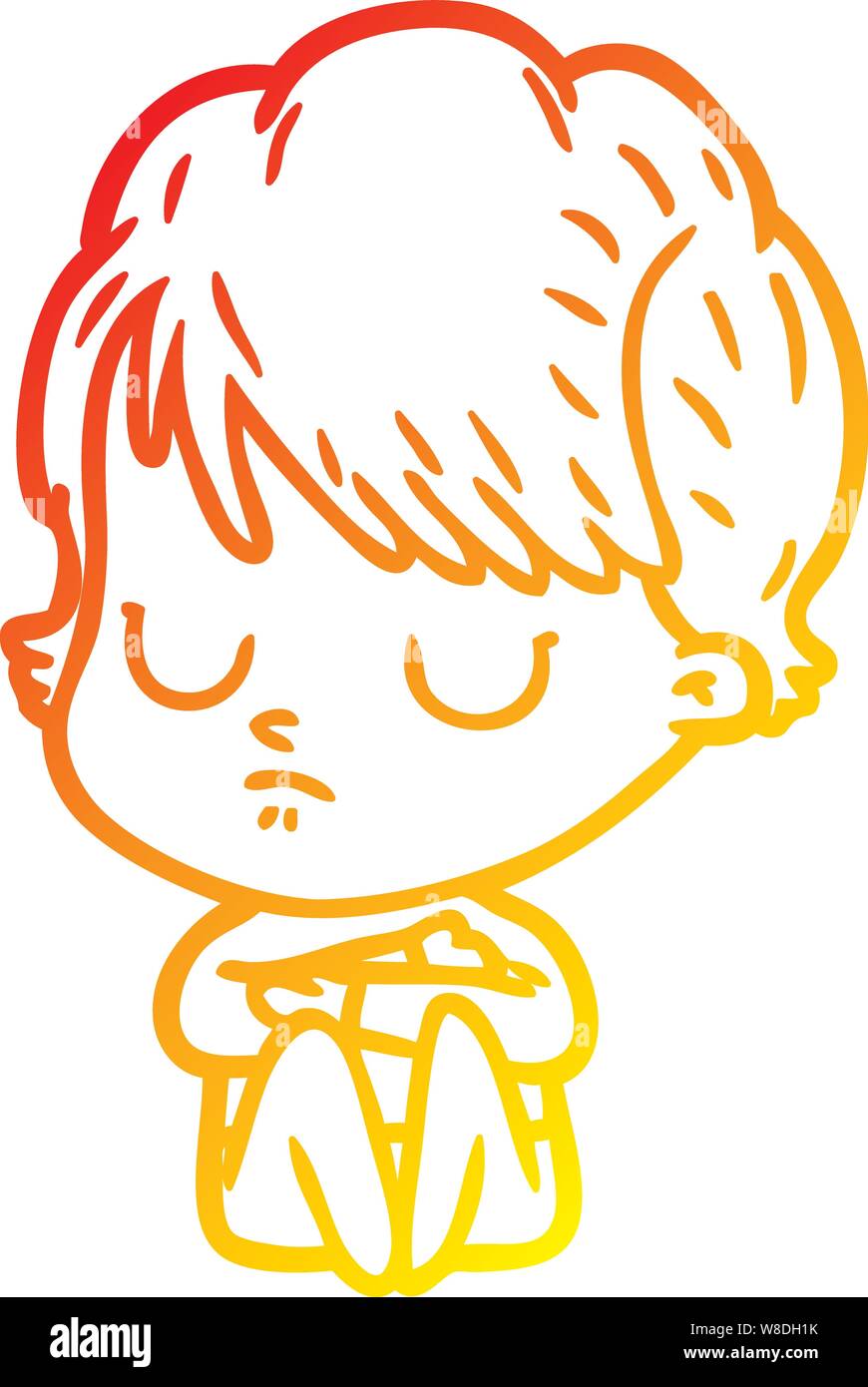 warm gradient line drawing of a cartoon woman Stock Vector Image & Art ...